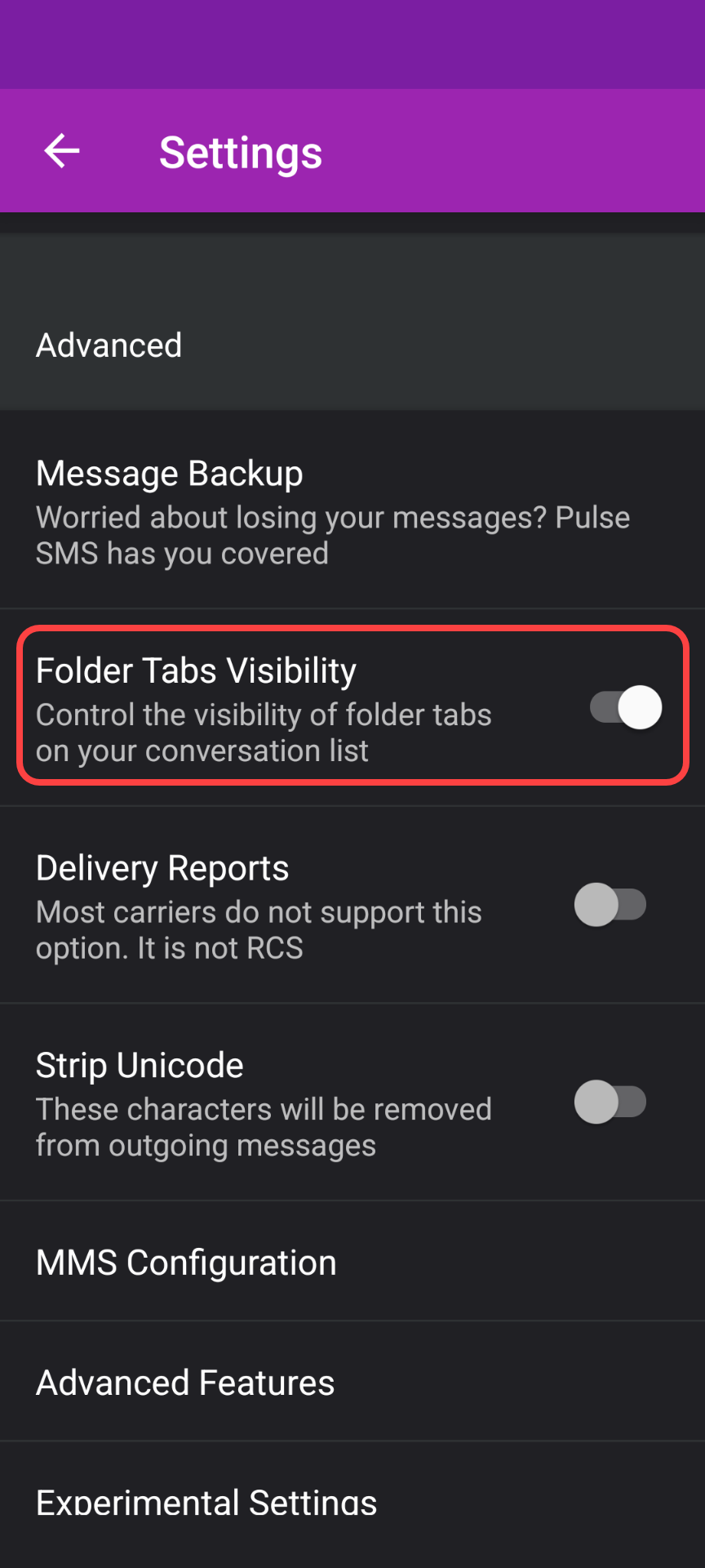Pulse SMS+ - Folder Tabs – Pulse SMS